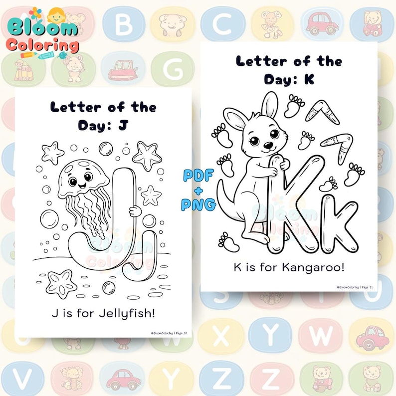 Alphabet Coloring Pages for Kids | A to Z Printable Letters (PDF) - Etsy