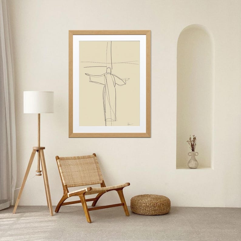 Minimalist Jesus Christ Line Art Print Digital Wall Art Christian ...