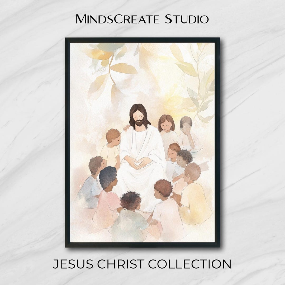 Jesus With Children Wall Art Printable Christian Nursery Decor | Jesus ...