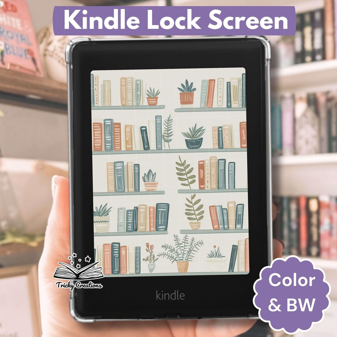 Pastel Bookshelf E-reader Lock Screen Neutral Plant Lover Wallpaper ...