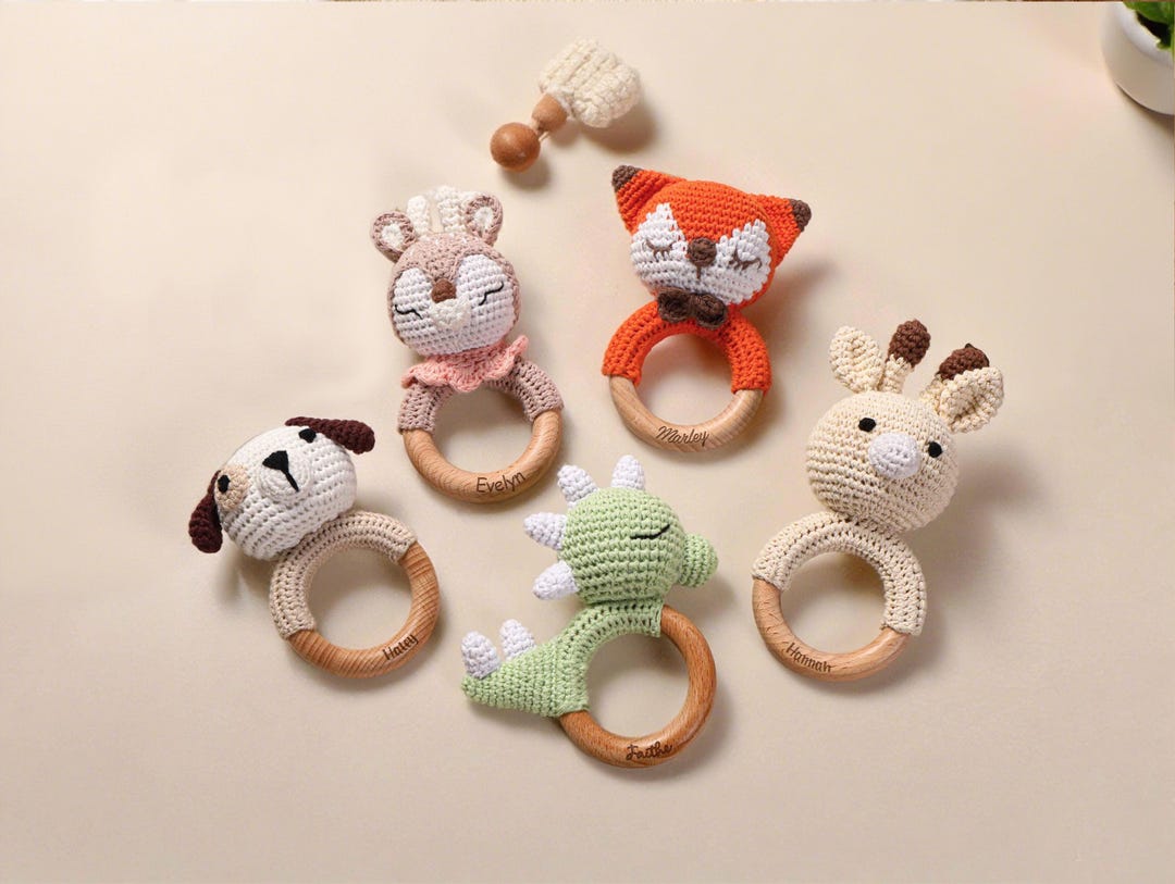 Personalized Baby Rattle With Name,custom Crochet Rattle,engraved ...