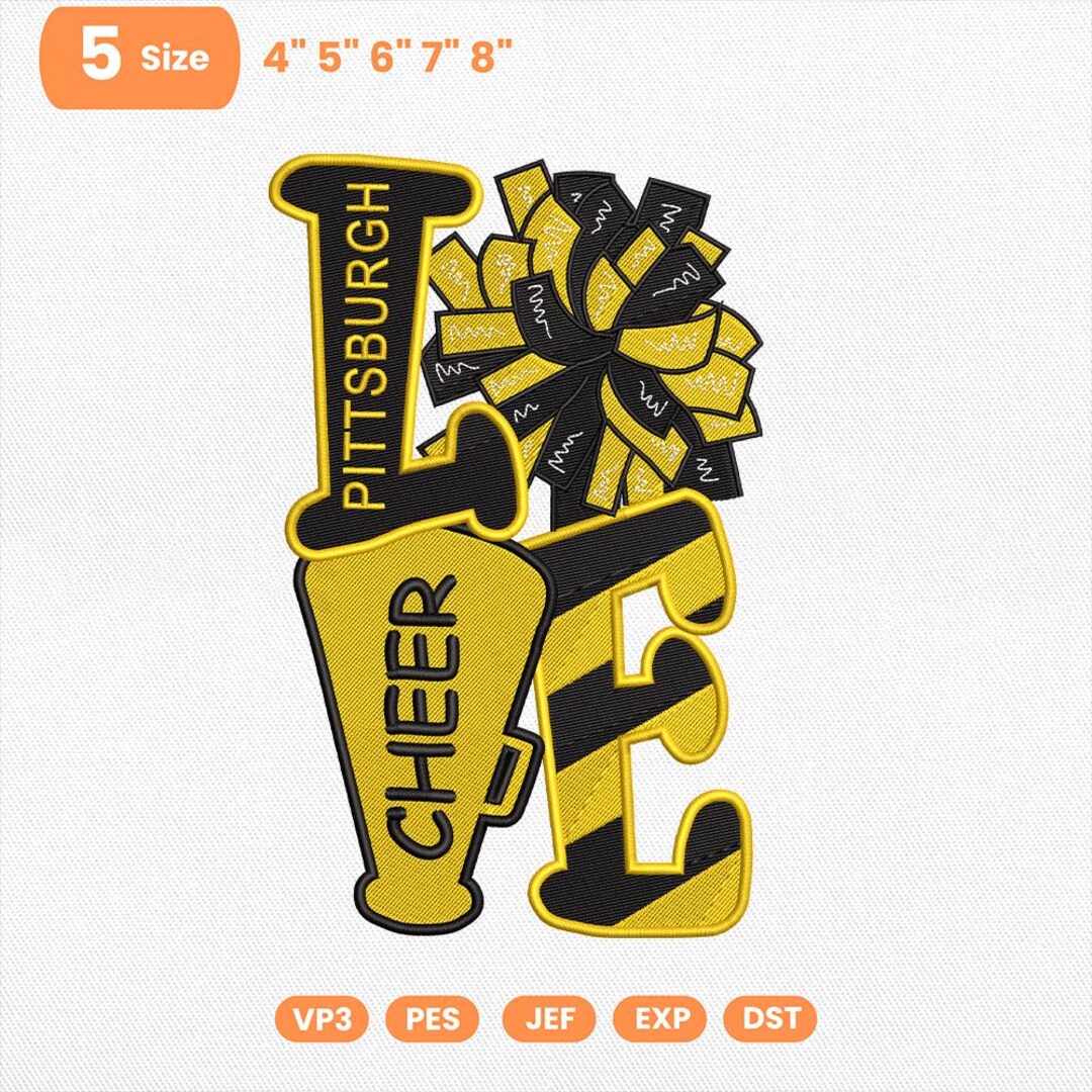 Pittsburgh Football Cheer LOVE Embroidery Design, Megaphone and Bow ...