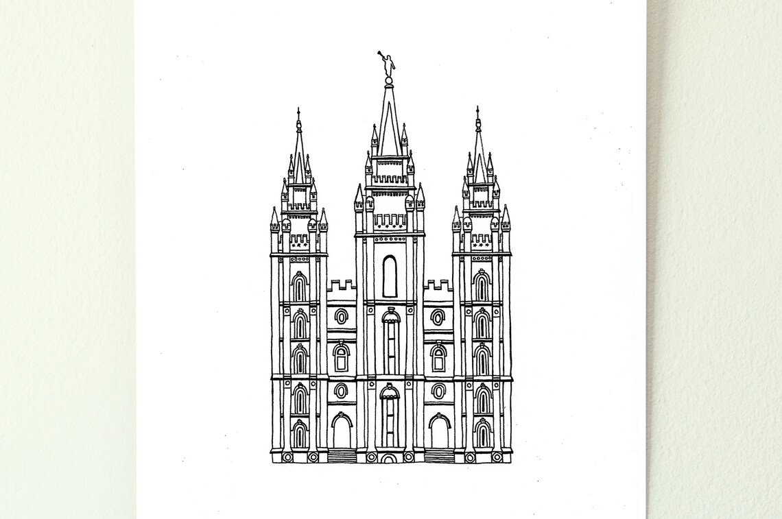 Buy LDS Temple Salt Lake City Temple SLC Temple Line Drawing Online in ...