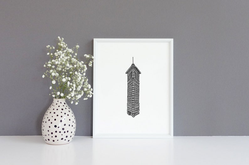 Flatiron Building Drawing | Flatiron NYC | Flatiron Building Art ...