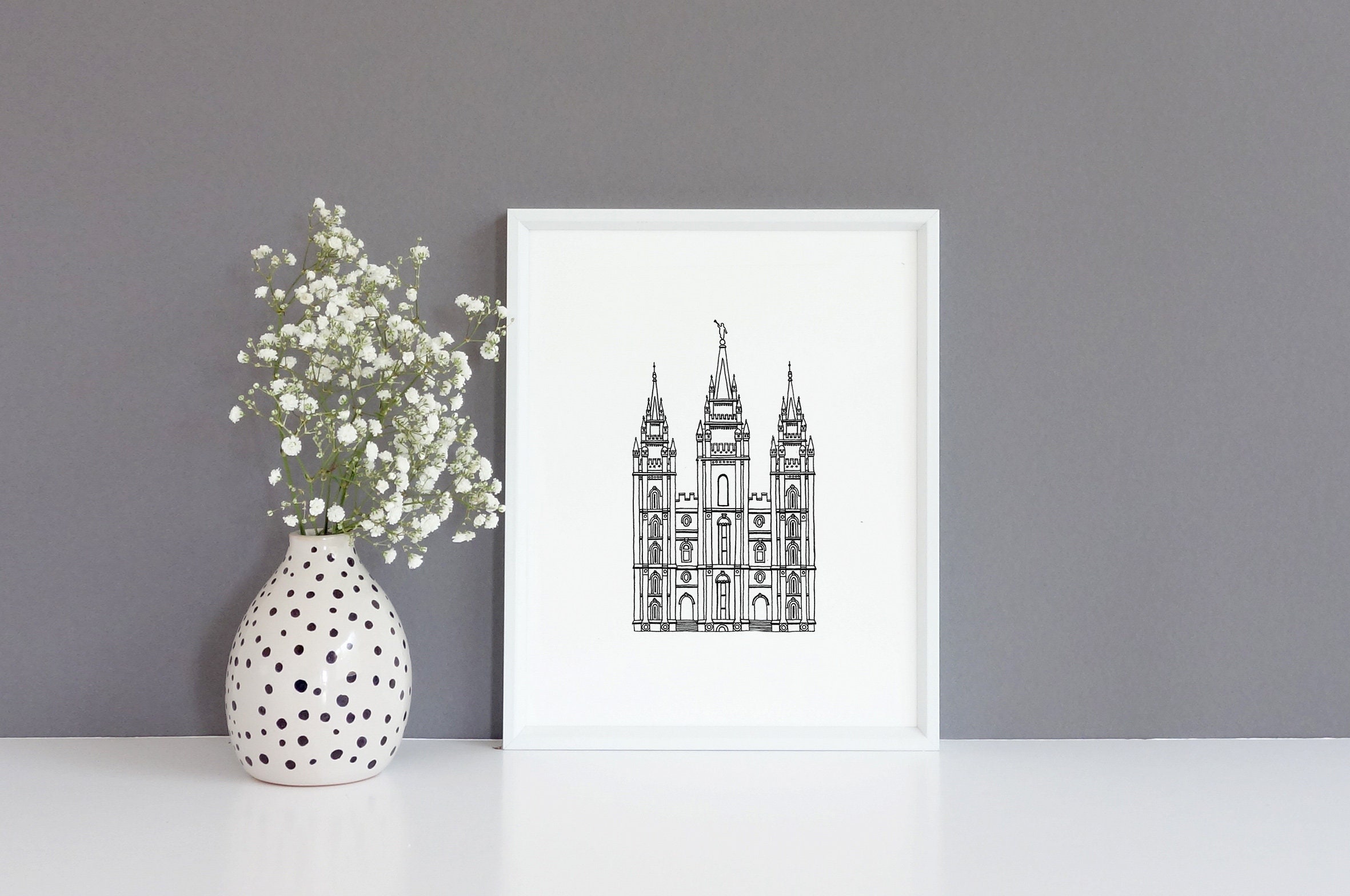 LDS Temple Salt Lake City Temple SLC Temple Line Drawing | Etsy