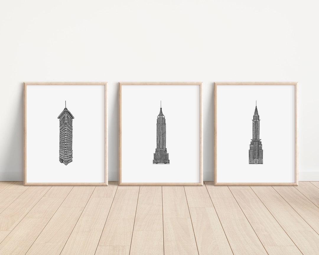 NYC Art Print Set | Minimalist NYC Prints | NYC Architecture Print ...