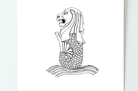 Merlion Coloring Page
