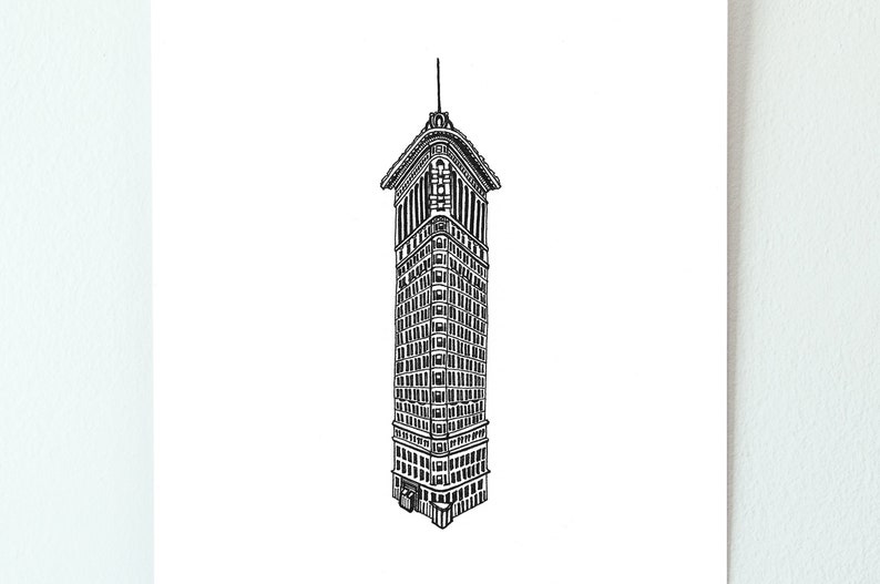 Flatiron Building Drawing | Flatiron NYC | Flatiron Building Art ...