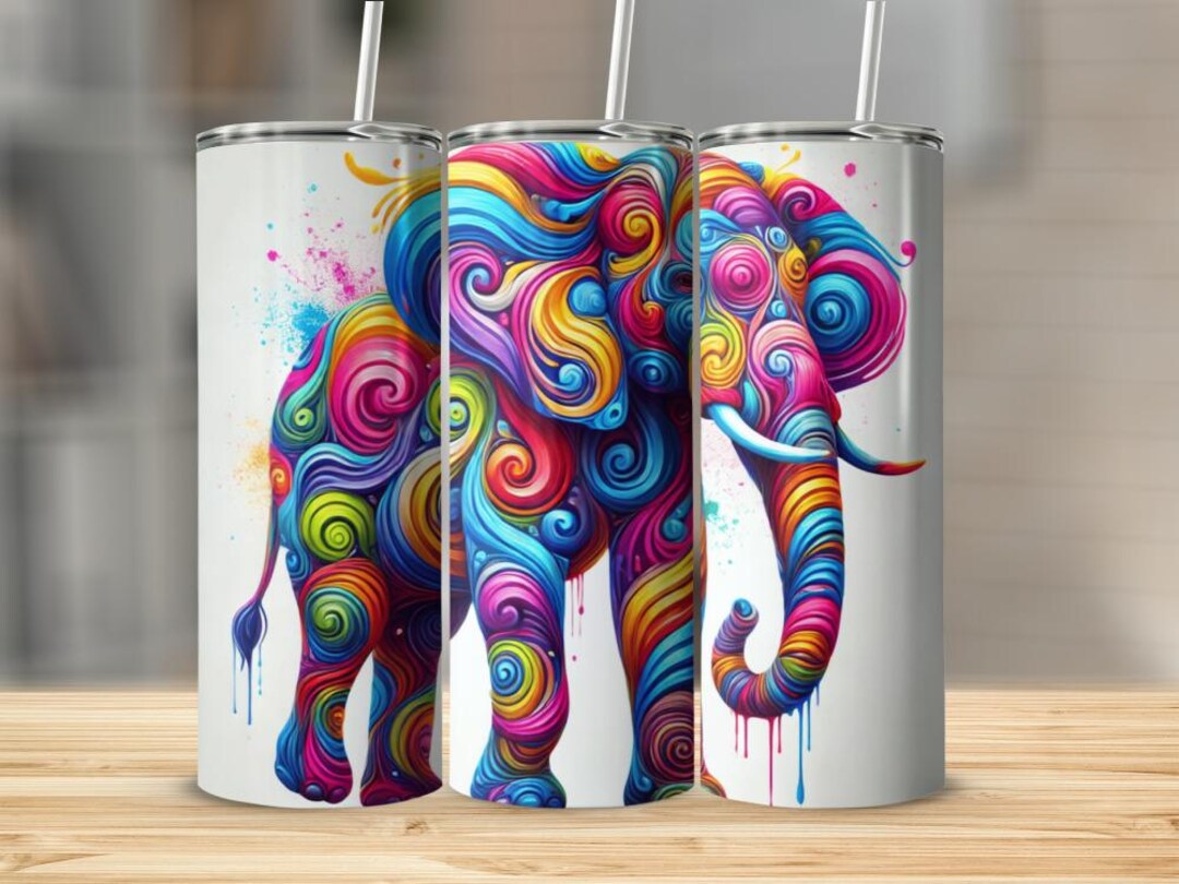 Psychedelic Elephant Art PNG: Colorful Swirl Design (digital Download ...