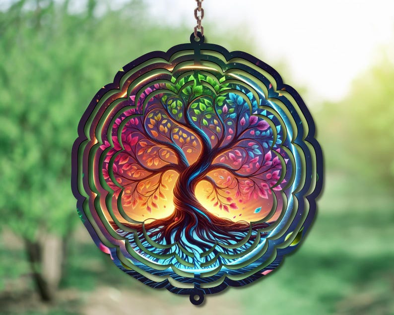 Tree of Life Windspinner PNG | Colorful Wind Spinner Sublimation Design ...