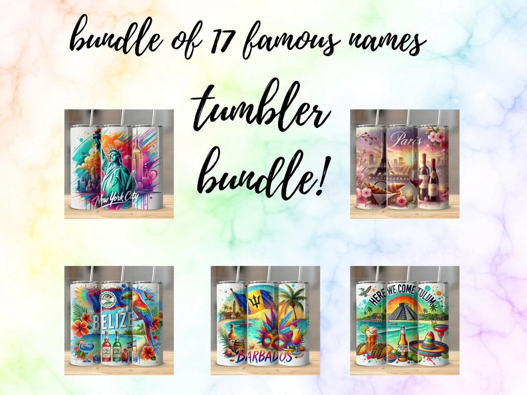 Famous City & Country Tumbler Designs: Travel PNG Bundle (digital ...