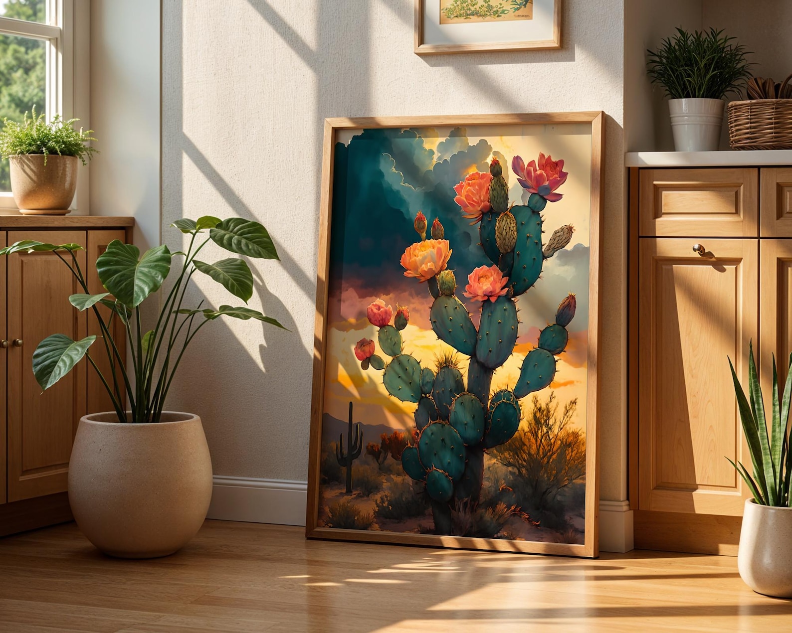 Cactus Sunset Desert Poster – Vibrant Floral Western Wall Art – Boho ...