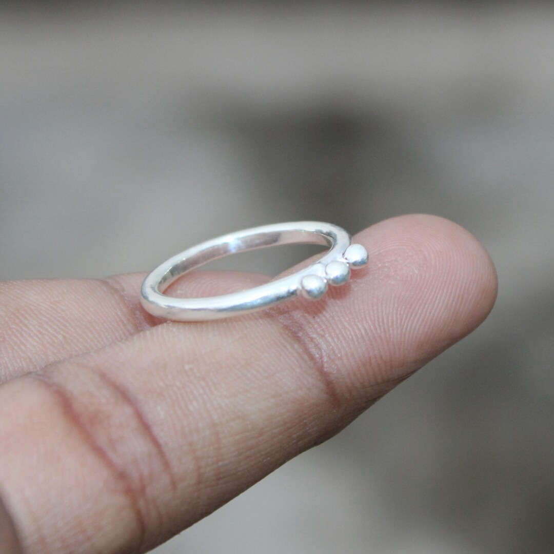 Sterling Silver Dot Ring: Minimalist Beaded Stacking Ring - Etsy