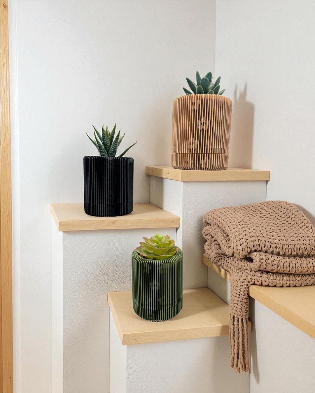 Wall Planter With Embedded Flowers | Modern Hanging Pot With Drainage ...