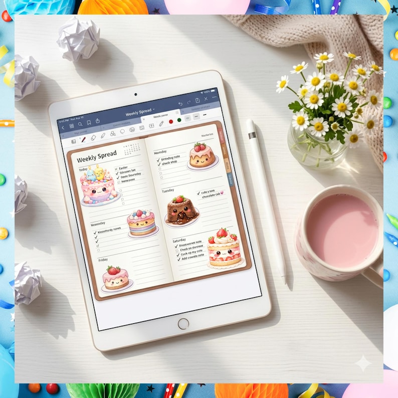 Kawaii Dreamy Cakes Clipart: Watercolor Birthday Dessert PNG (digital ...