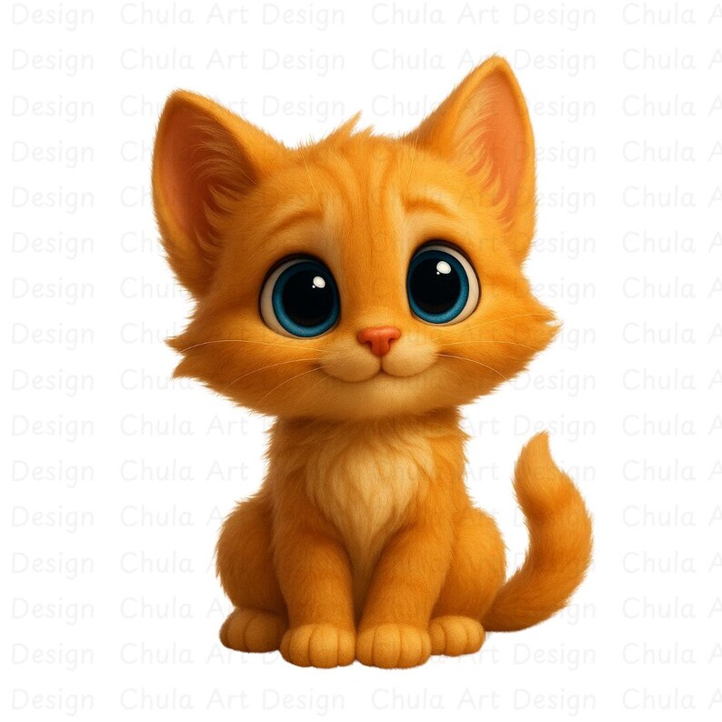 Playful Orange Cat PNG Clipart Bundle: Kawaii Kitten Stickers - Etsy