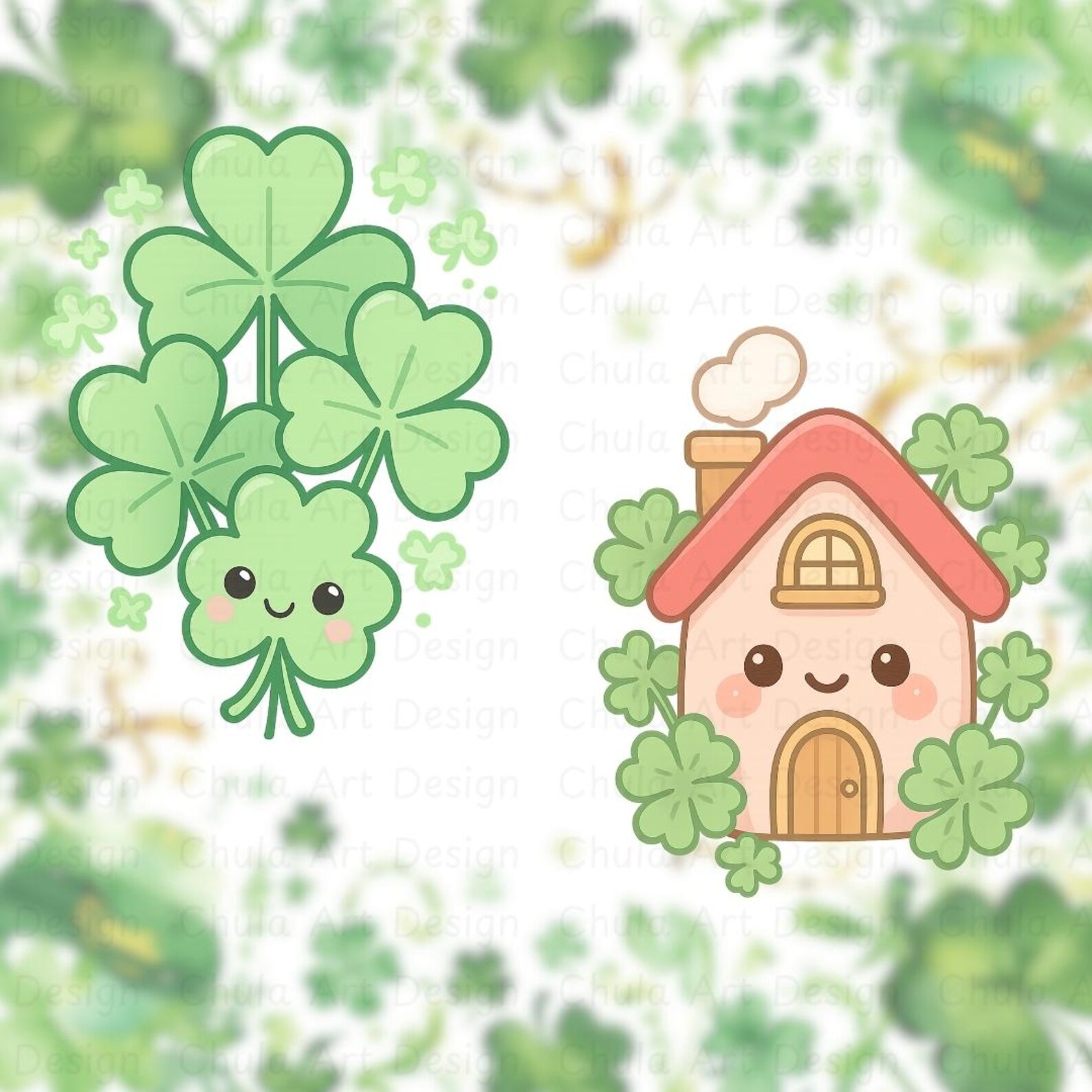 Kawaii Lucky Clover Stickers PNG, Pastel St. Patrick's Day Clipart ...