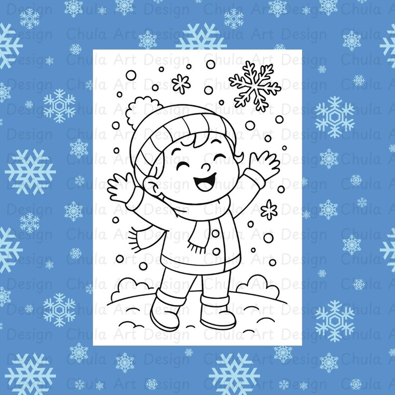 Winter Coloring Pages for Kids | Snowman & Children (PDF Printable ...