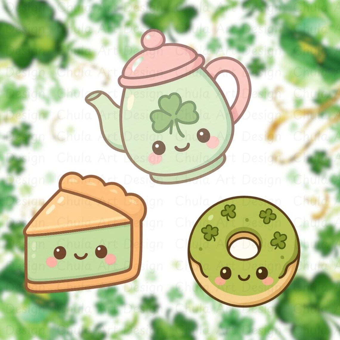 Kawaii Lucky Clover Stickers PNG, Pastel St. Patrick's Day Clipart ...