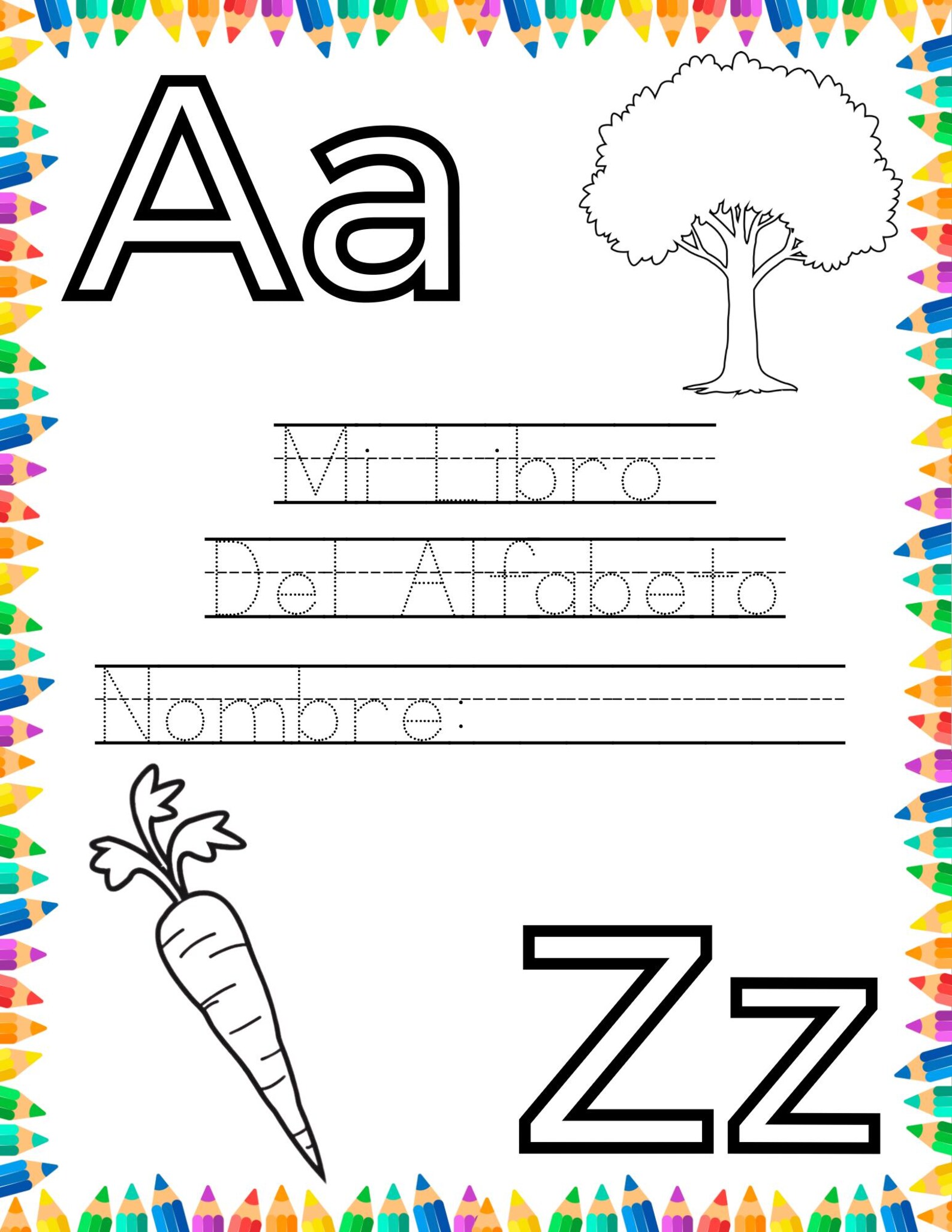 Spanish Tracing Alphabet & Coloring Book - Etsy
