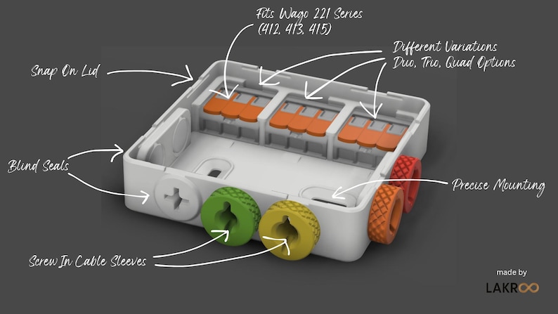 WAGO 221 Slim Junction Box – Space-saving Junction Box for Electrical ...