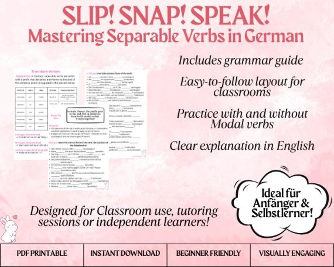 Separable Verbs in German I Printable Worksheet With English ...