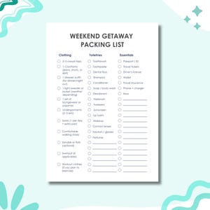Weekend Getaway Travel Packing List | Checklist | Essentials | Digital ...