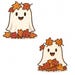 Cute Halloween Ghost Clipart, 9 Autumn Ghost Pngs With Fall Leaves ...
