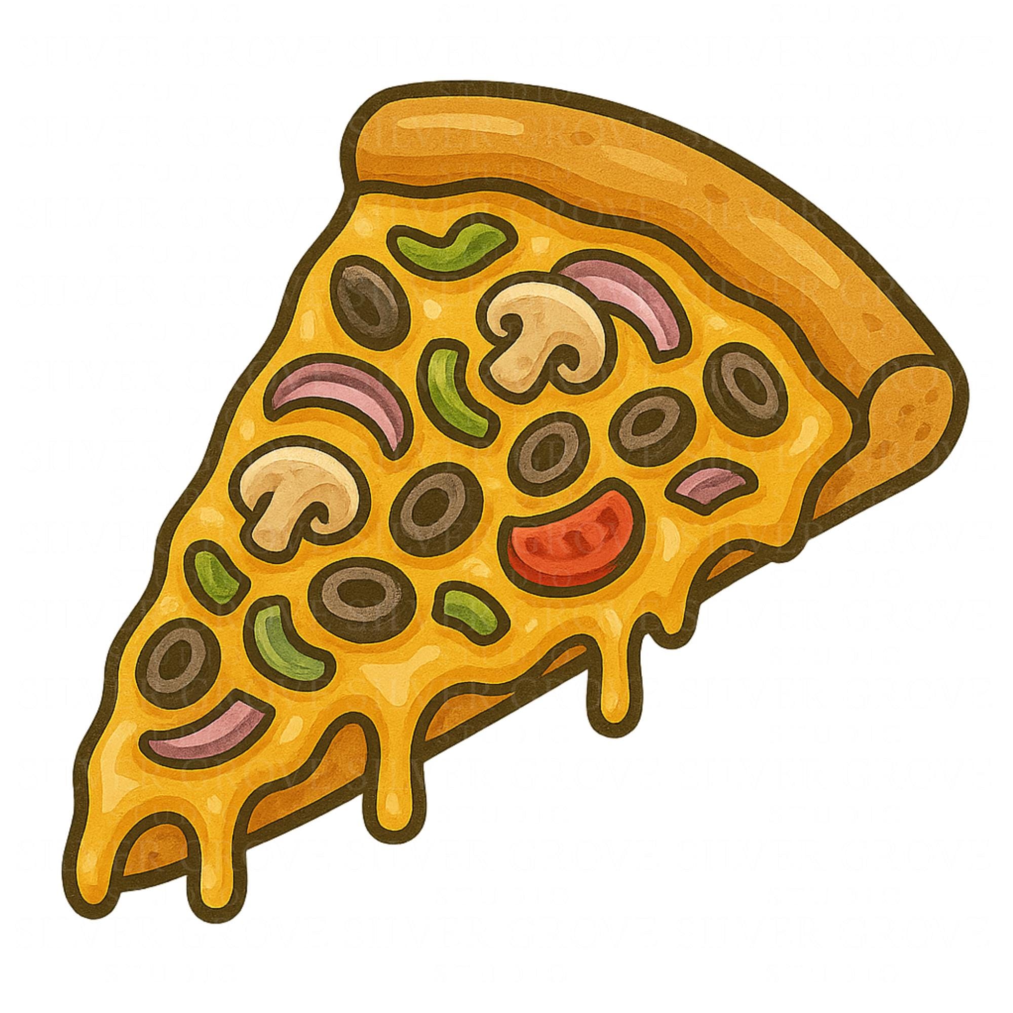 5 Carton Pizza Clipart Bundle | Pizza Slice & Whole Pie Pngs | Digital ...