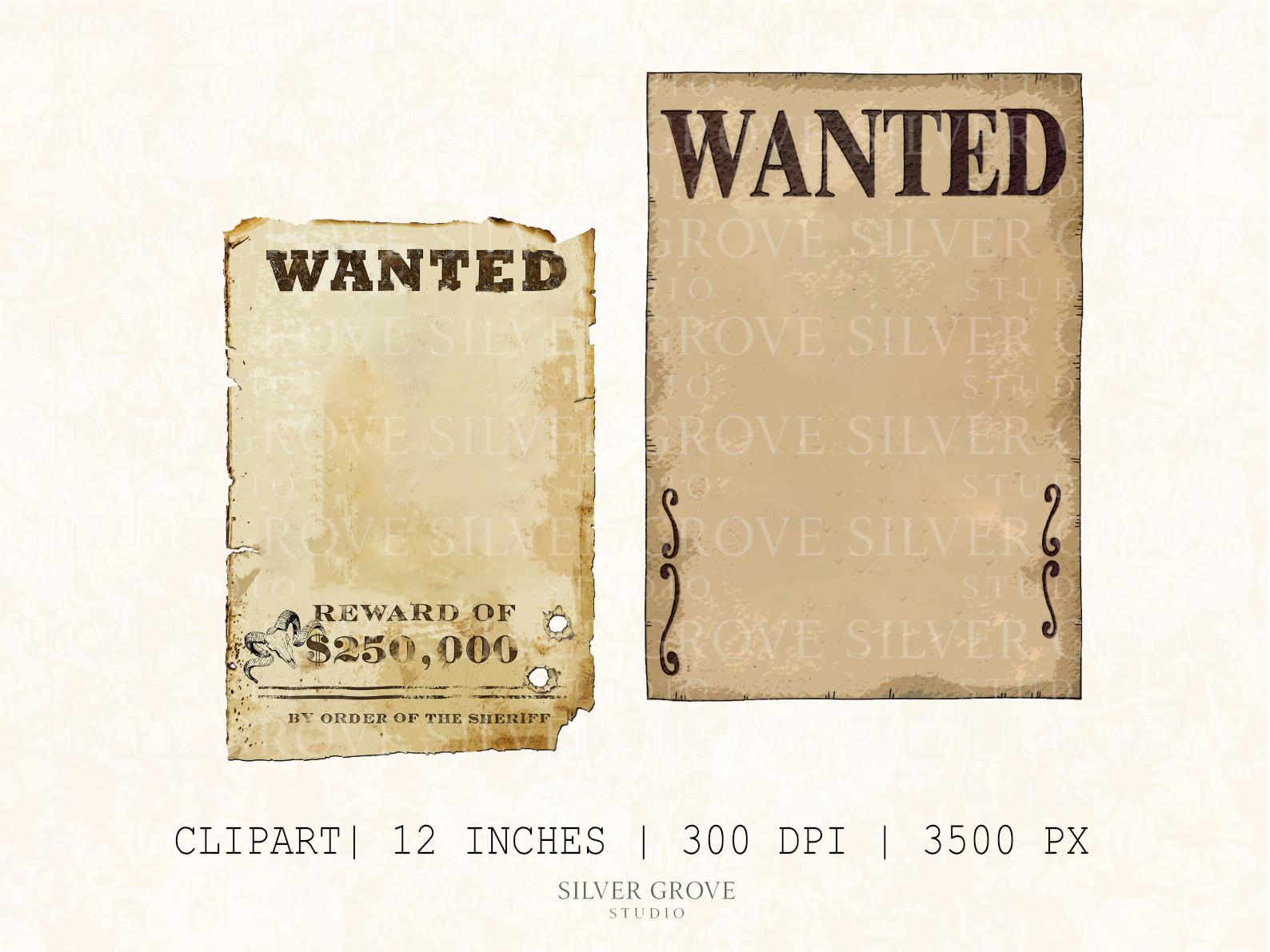 Blank Wanted Poster Clipart Bundle: Vintage Western Outlaw Signs ...