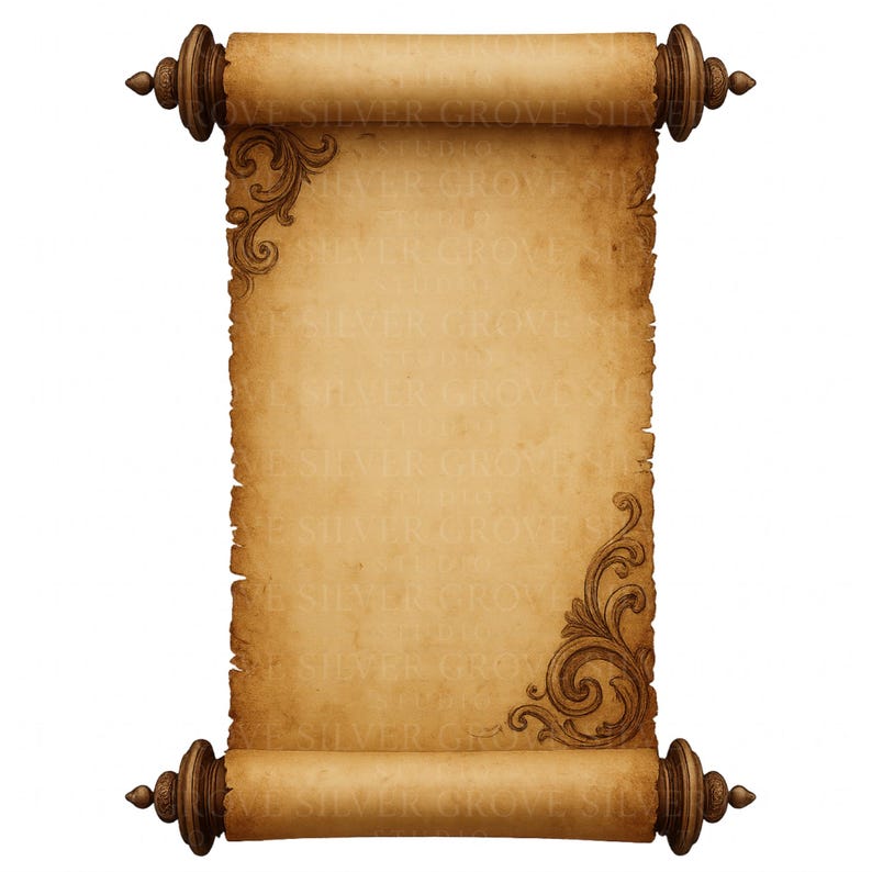 Medieval Scroll Clipart: Vintage Paper Banners (PNG Digital Download ...