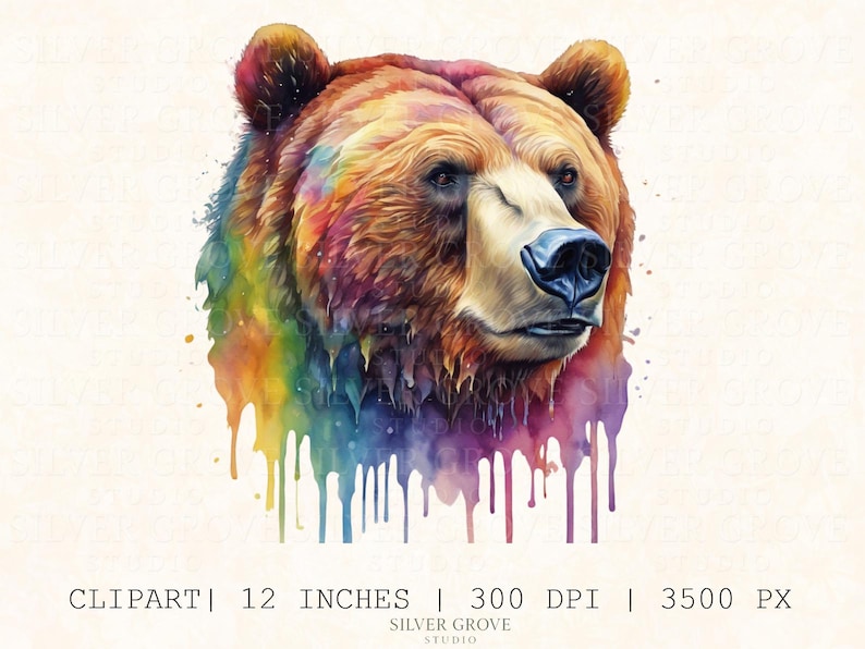 5 Rainbow Animal Clipart – Watercolor Animal Faces PNG – Color Splash ...