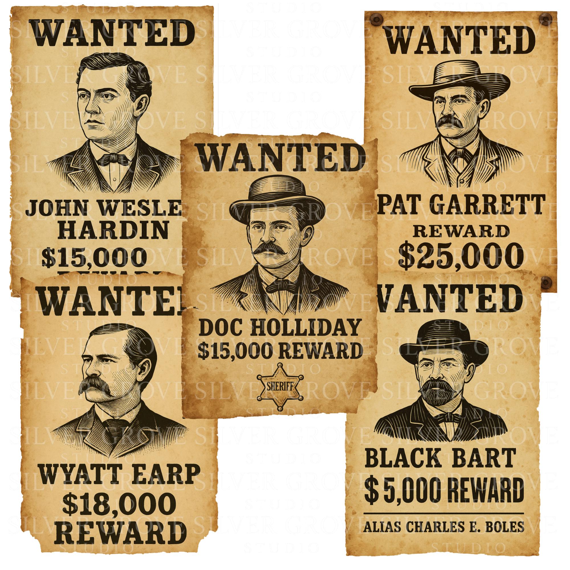 Wild West Wanted Poster Bundle: Old West Outlaw Theme (digital Download ...
