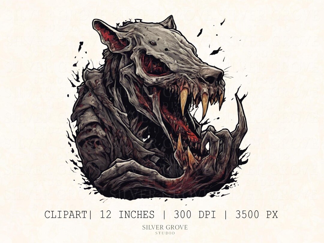 5 Animated Zombie Rat Clipart PNG – Creepy Rodent Halloween Digital ...