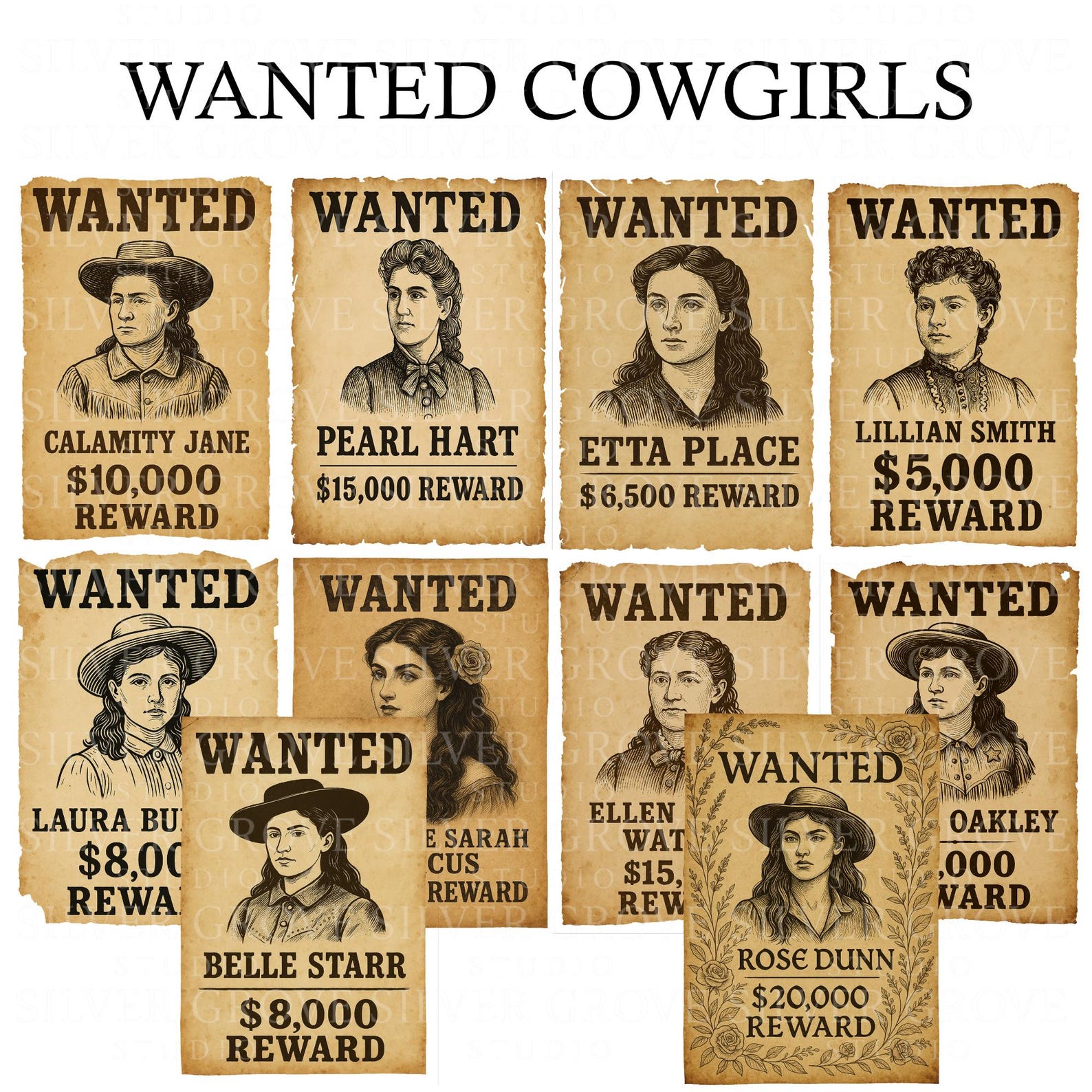 Wild West Wanted Poster Bundle: Old West Outlaw Theme (digital Download ...