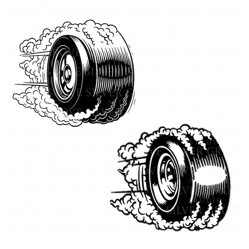 20 Car Tire Skid Marks Clipart, Racing Burnout Tire Markings, Sport Car ...