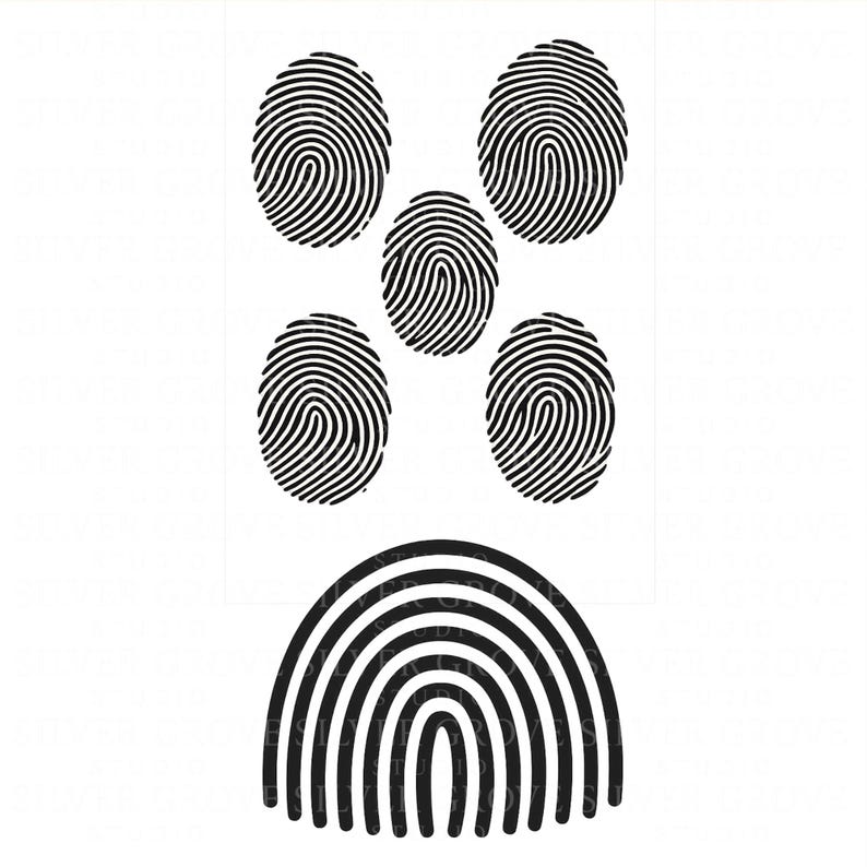 Fingerprint Clipart Bundle | Black and White Digital Pngs for Crafts ...