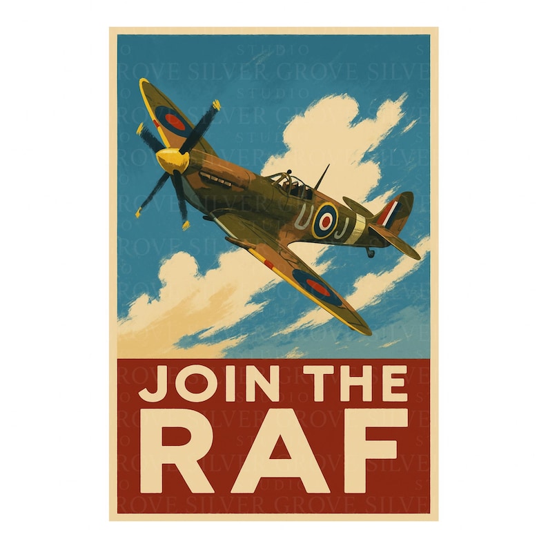 WW2 RAF Spitfire Poster Set: Vintage Pilot Propaganda Art (digital ...