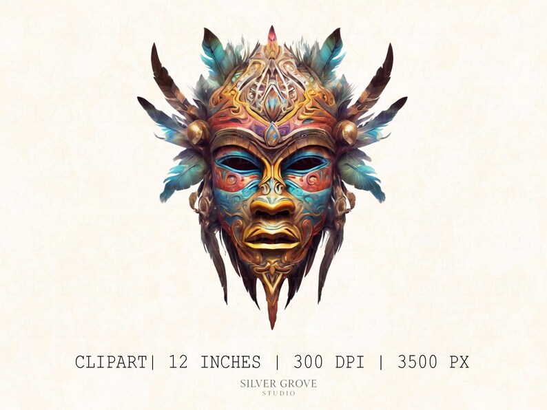 5 Fantasy Tribal Mask Clipart | Ethereal Warrior Mask PNG | Mystical ...