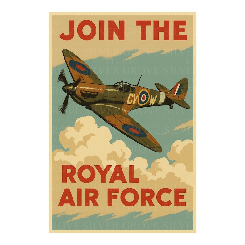 WW2 RAF Spitfire Poster Set: Vintage Pilot Propaganda Art (digital ...