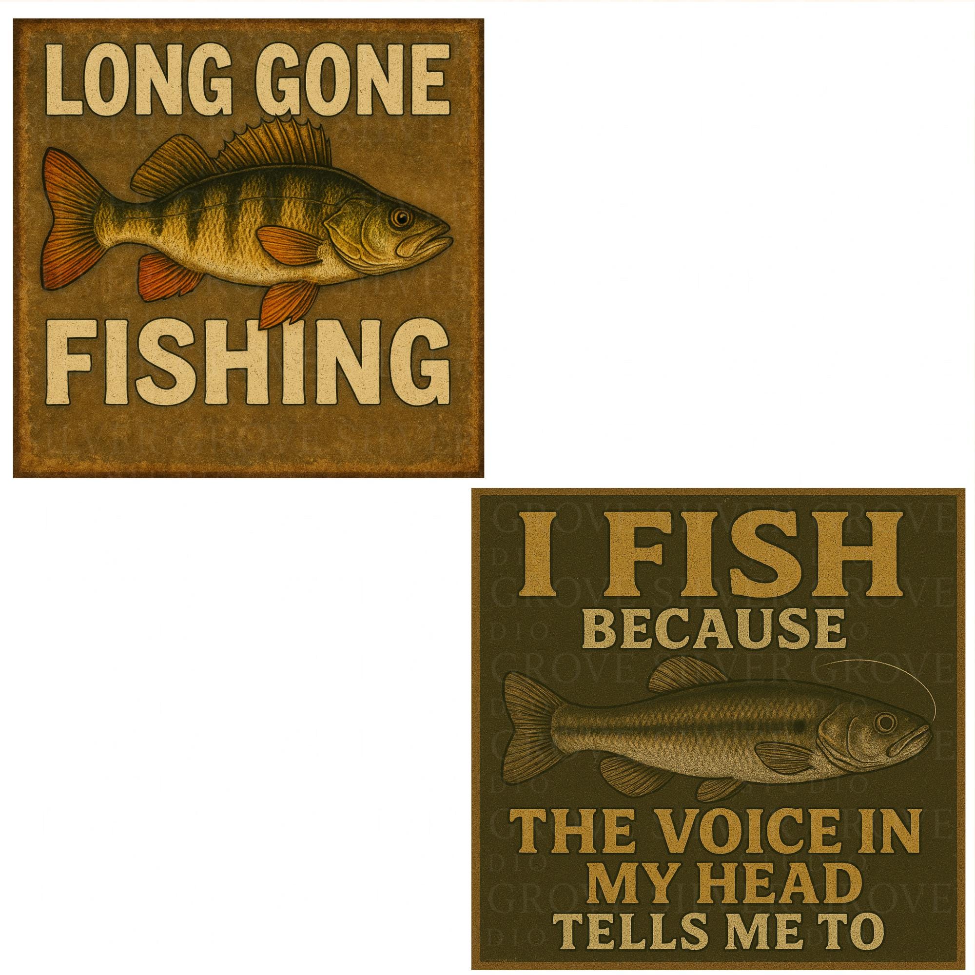 Retro Fishing Signs: Angler Gift, Bass Design (digital Prints ...