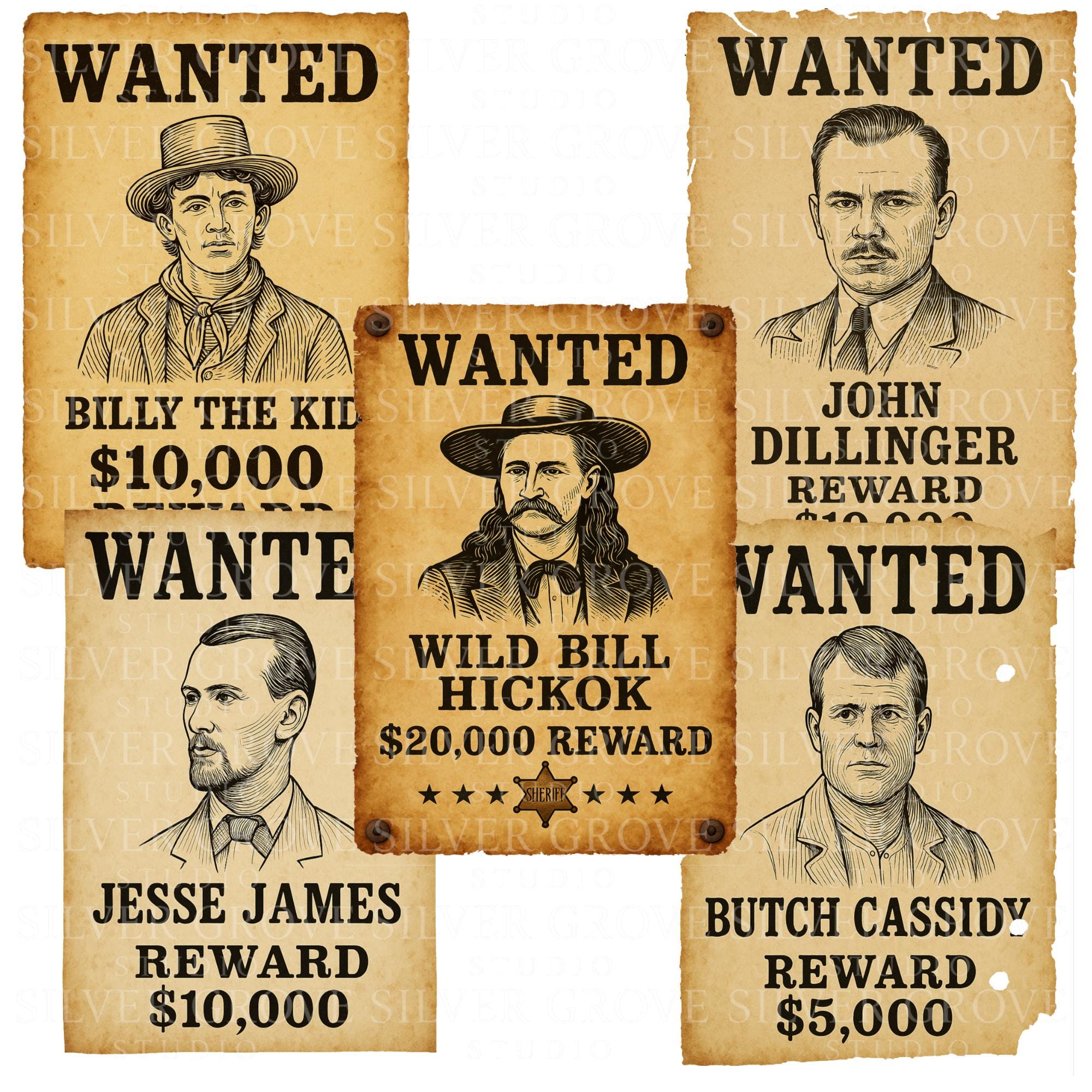 Wild West Wanted Poster Bundle: Old West Outlaw Theme (digital Download ...