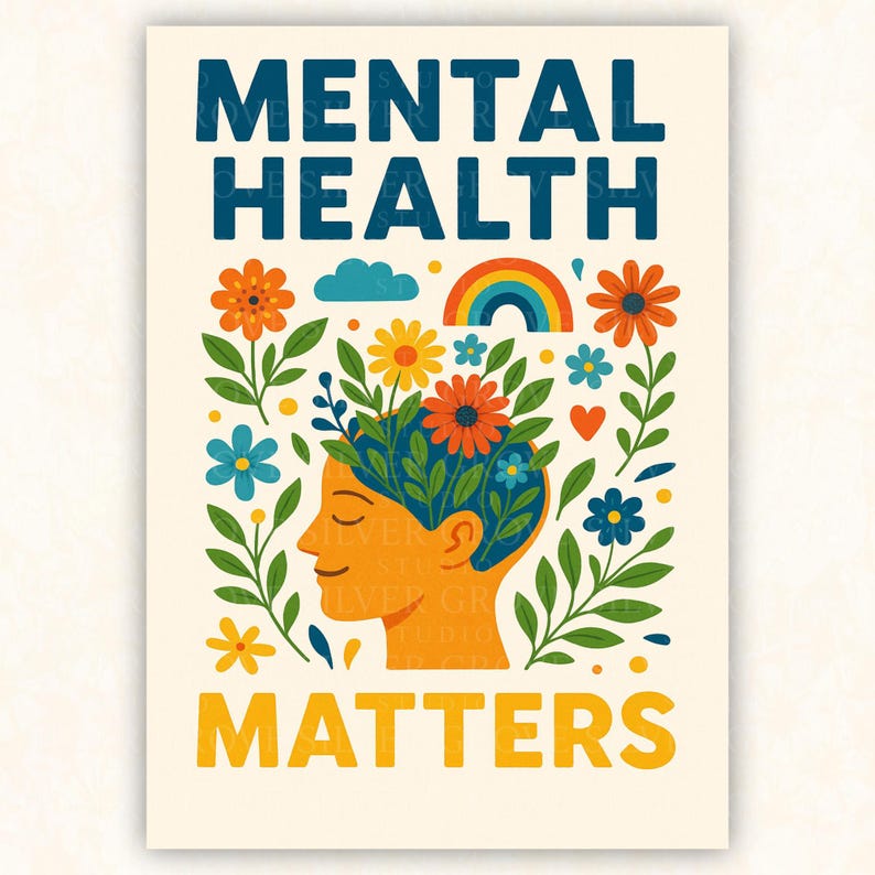 Mental Health Awareness Poster Bundle: Rainbow Inspirational Wall Art ...