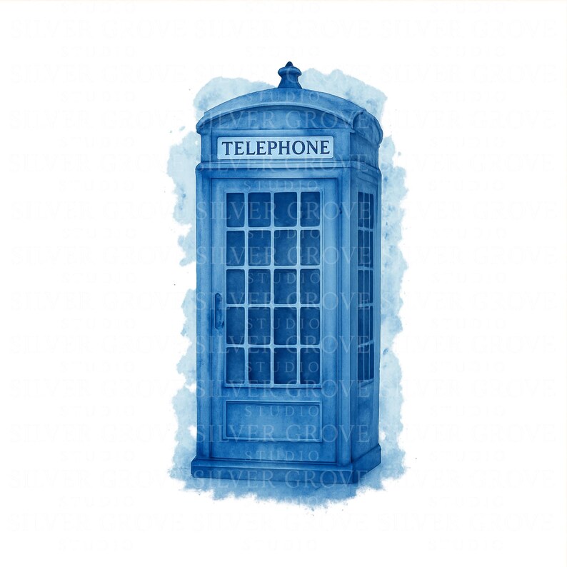 5 Telephone Box Clipart Bundle, Watercolor Red & Blue Phone Booth PNG ...