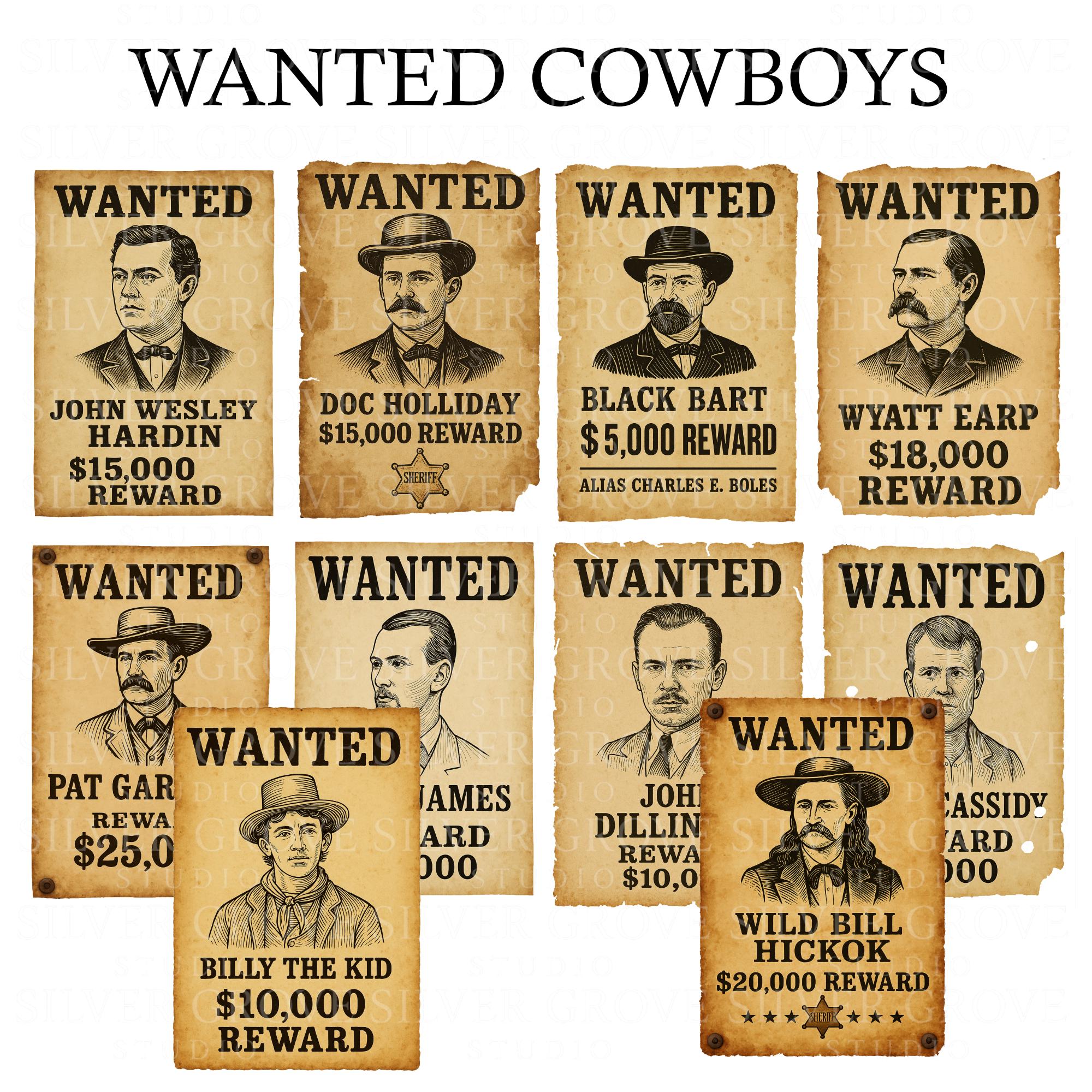 Wild West Wanted Poster Bundle: Old West Outlaw Theme (digital Download ...