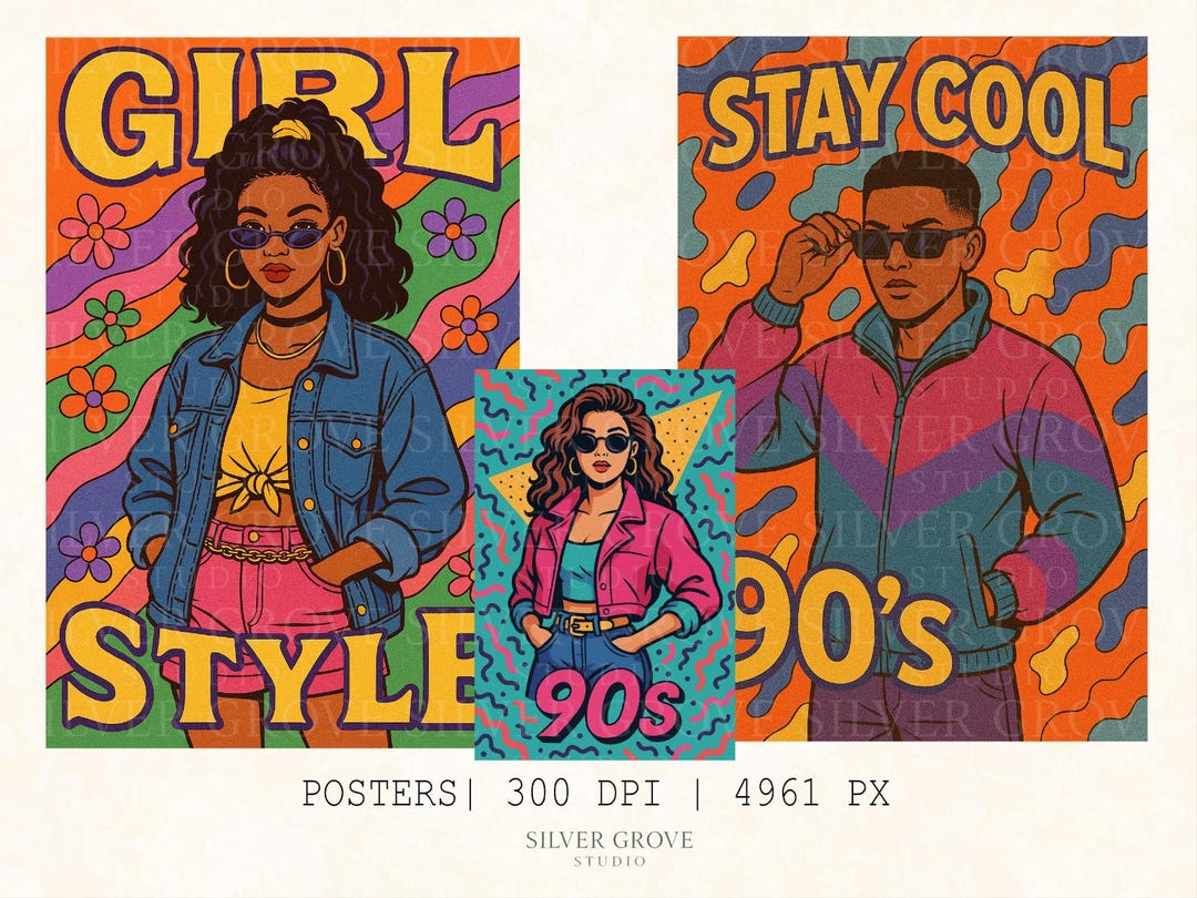 90s Retro Poster Set: Teen Room Decor (digital Download) - Etsy
