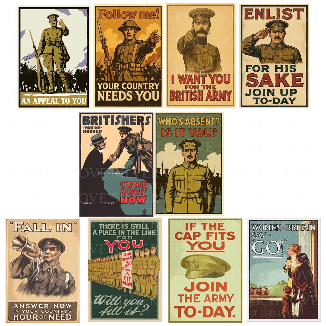 WW1 British Army Posters: Vintage Military Propaganda Art (digital ...