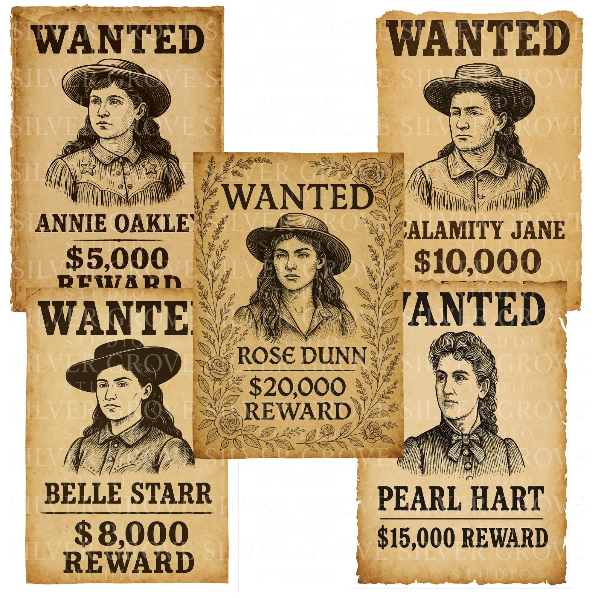 Wild West Wanted Poster Bundle: Old West Outlaw Theme (digital Download ...