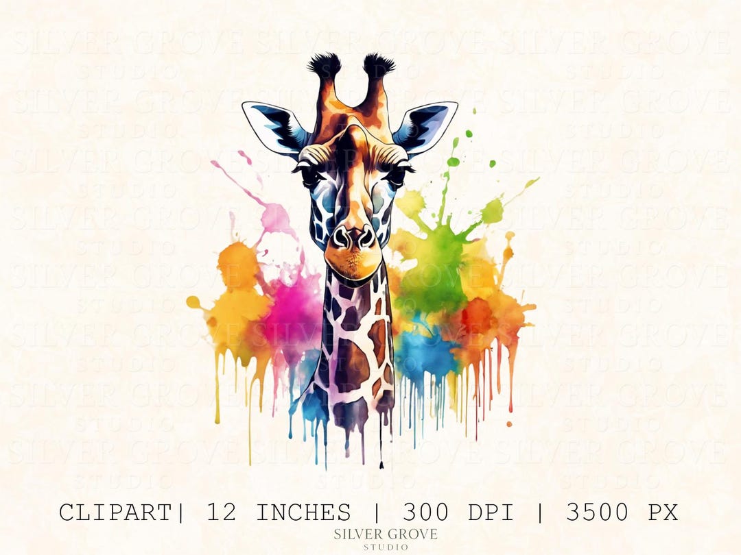 5 Rainbow Animal Clipart – Watercolor Animal Faces PNG – Color Splash ...