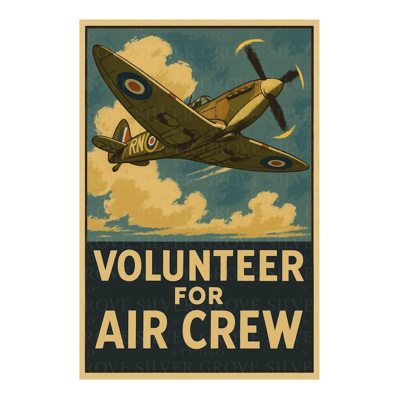 WW2 RAF Spitfire Poster Set: Vintage Pilot Propaganda Art (digital ...